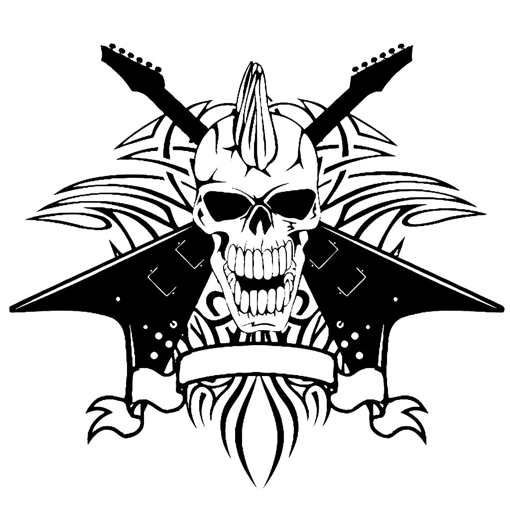 Klistermärke Elgitarr Dödskalle & Skull Cult